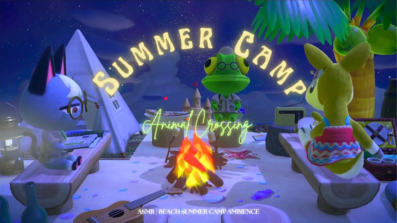 Animal Crossing Summer Camp 🏕️🌌| Summer Night, Campfire & Beach ...