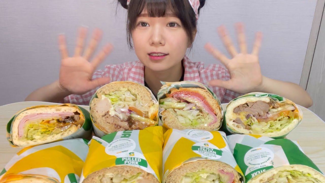 모닝 서브웨이 샌드위치 먹방!! (ASMR subway sandwich real sound mukbang) - YouTube