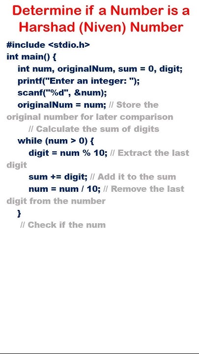 C Program Harshad Number - YouTube