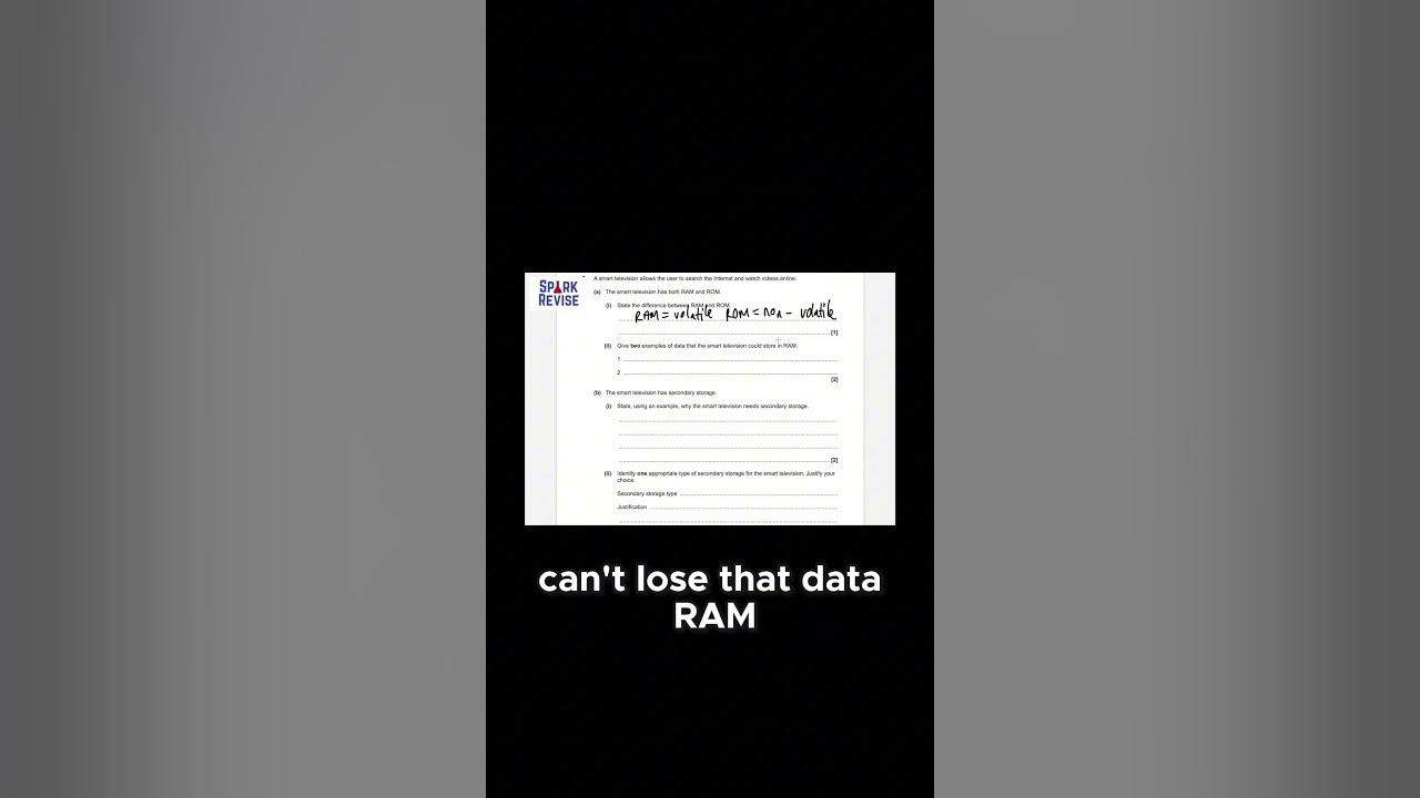 OCR Computer Science Paper 1 2022 RAM vs ROM Walkthrough - YouTube