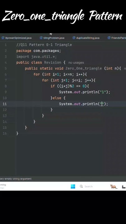 Java Pattern Zero One Triangle Codes Learning Programming Java Javatutorial Codewithaman