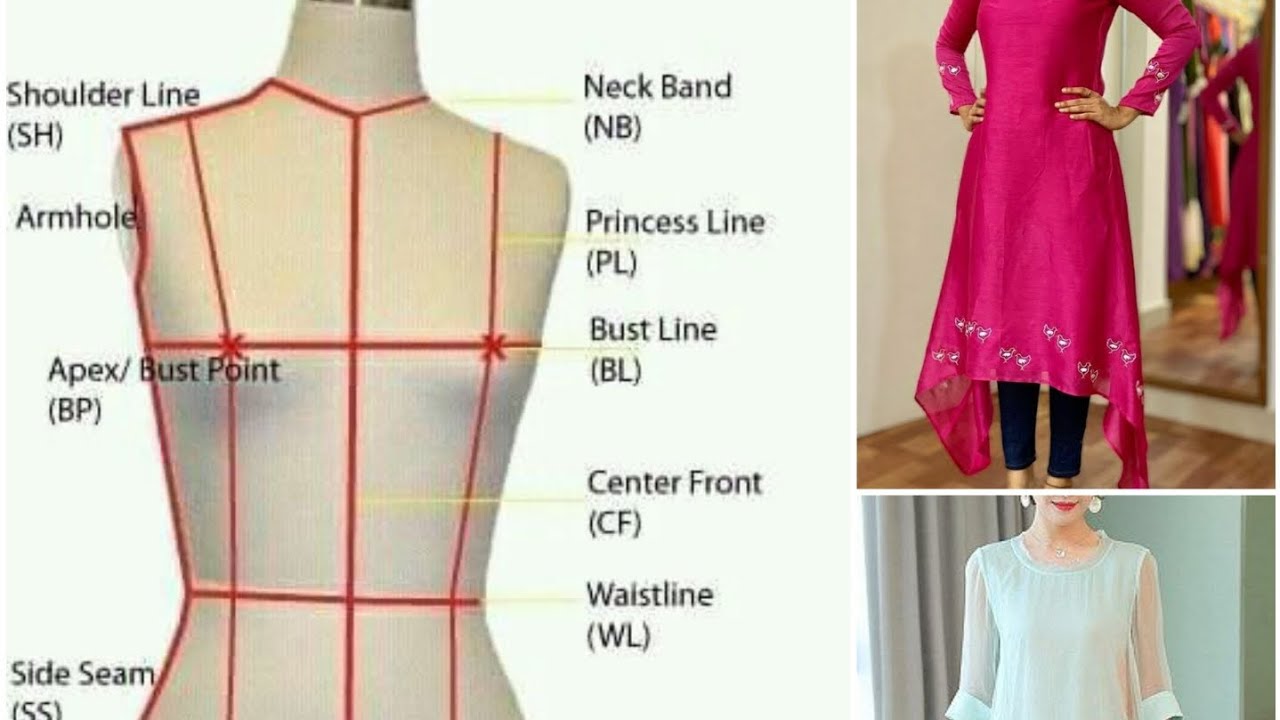 Designer style of Kurti/Dress Drafting with Formulas - YouTube