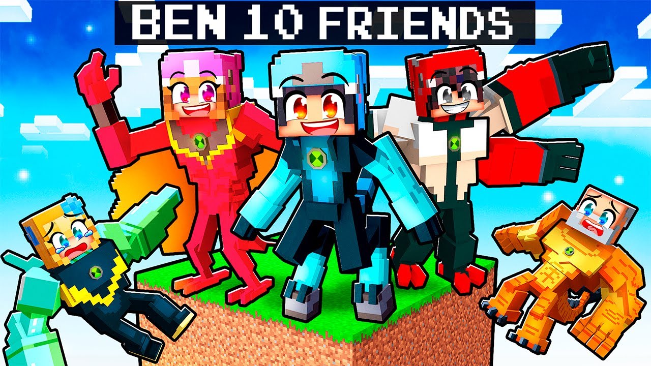 10 FRIENDS On ONE BEN 10 BLOCK in Minecraft! - YouTube