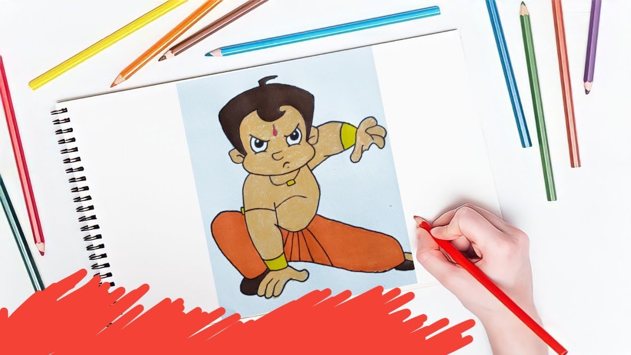 Easy Chota Bheem Drawing and Coloring Tutorial: Learn to Draw and Color ...