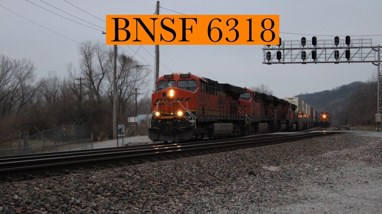 BNSF 6318 leads an intermodal with a K5HLA! - YouTube