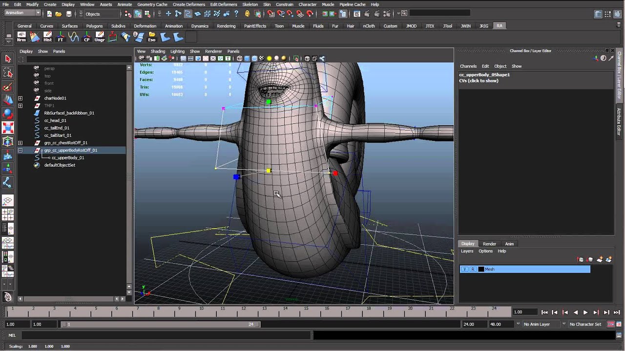 28 - Creating back controls and costraints (Cartoon character rigging ...