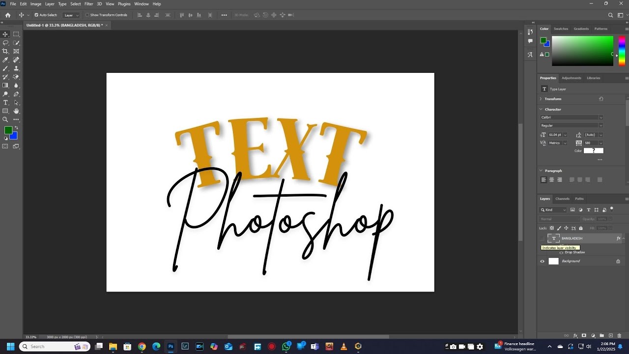 How to use Text Tool in Photoshop - YouTube
