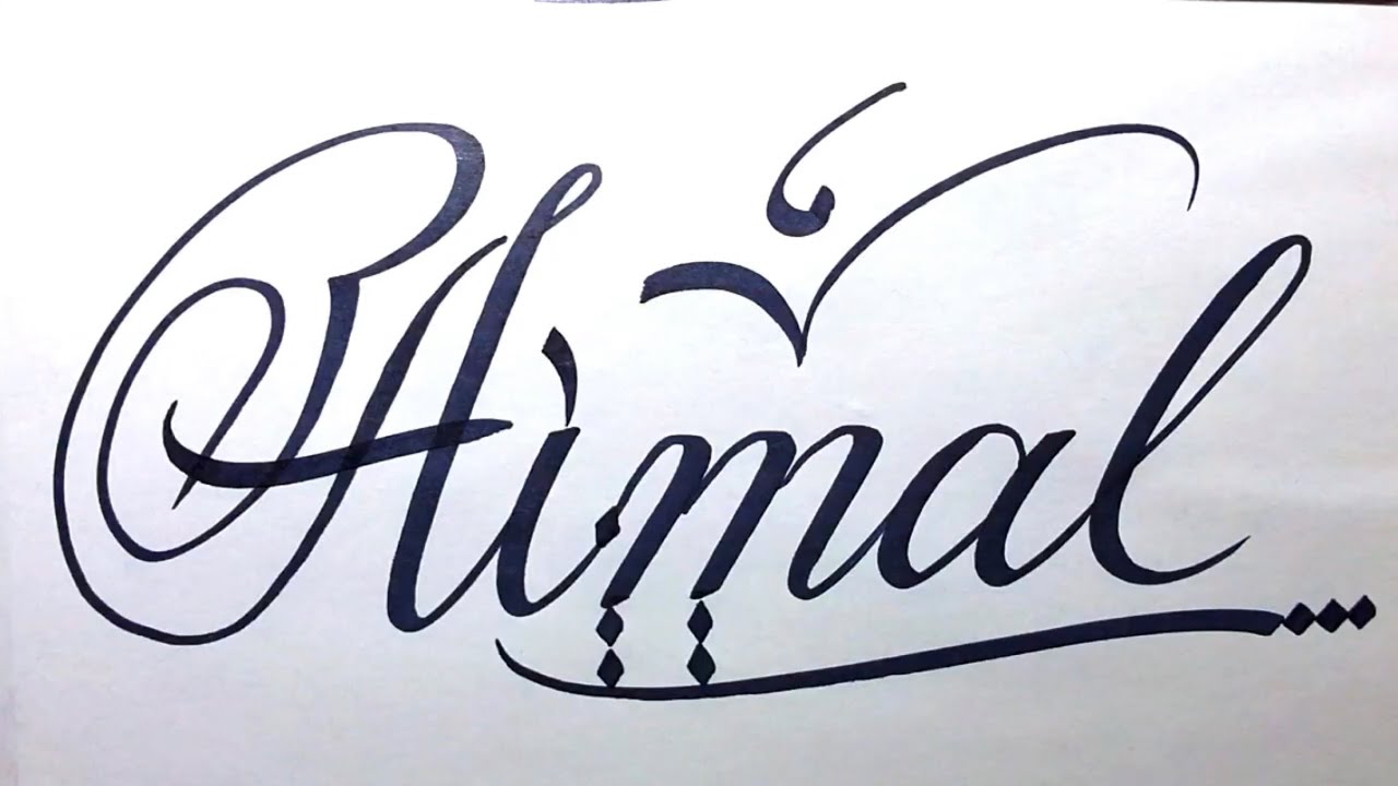 Aimal Name Signature Calligraphy Status | How to Cursive write with cut ...