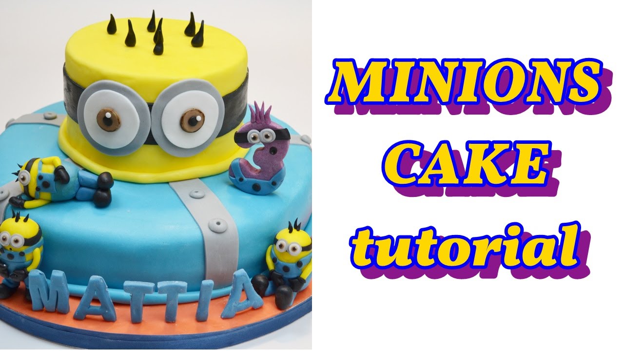 very easy minions cake tutorial with fondant - torta minions in pasta di zucchero - YouTube