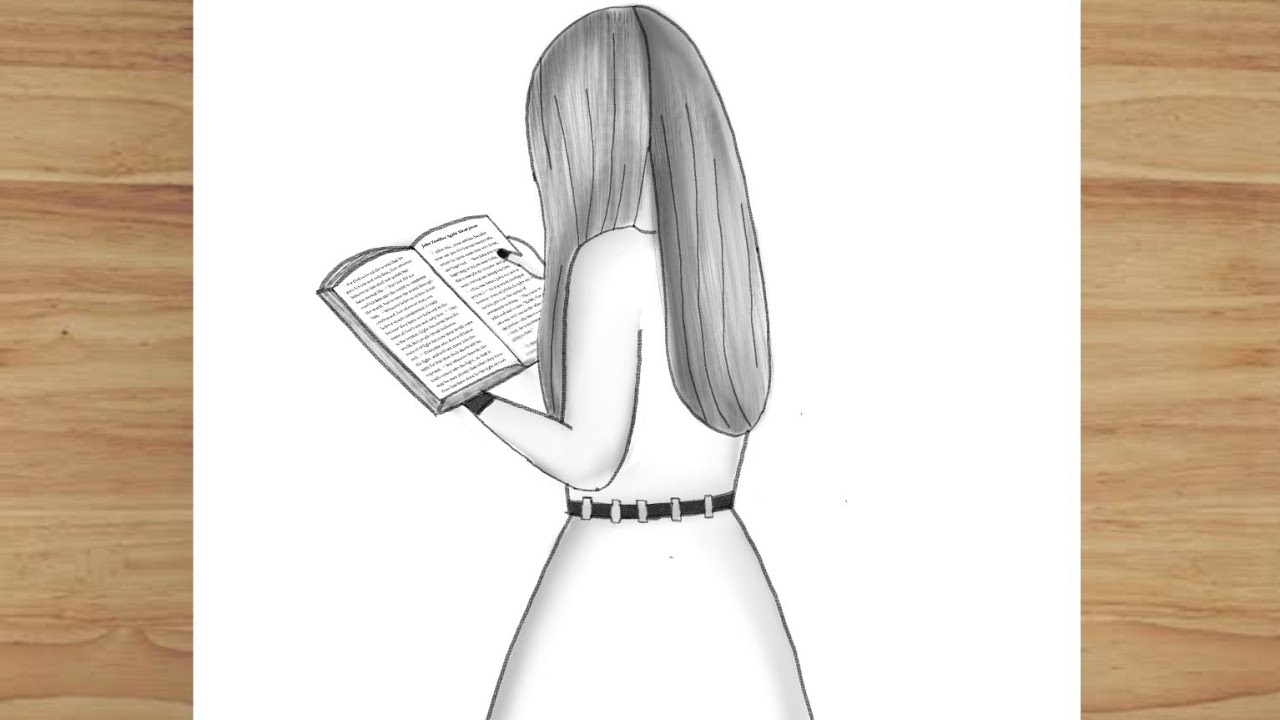 How to draw a girl reading book | pencil Drawing tutorial | easy ...