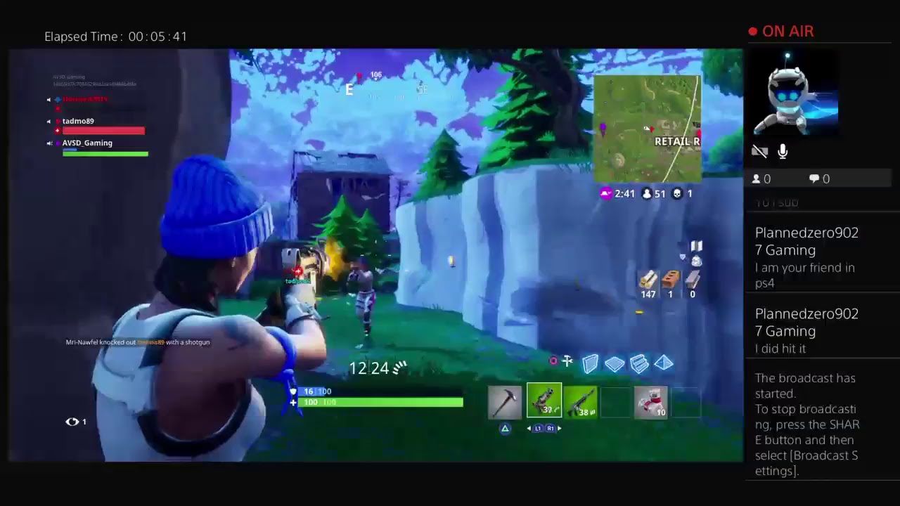 First fortnite live stream - YouTube