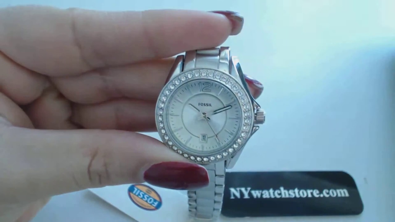 Women's Fossil Riley Mini Crystallized Watch ES2879 - YouTube