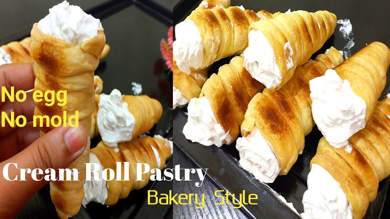 Bakery Style Cream Roll Pastry Recipe / How To Make Cream Roll ...
