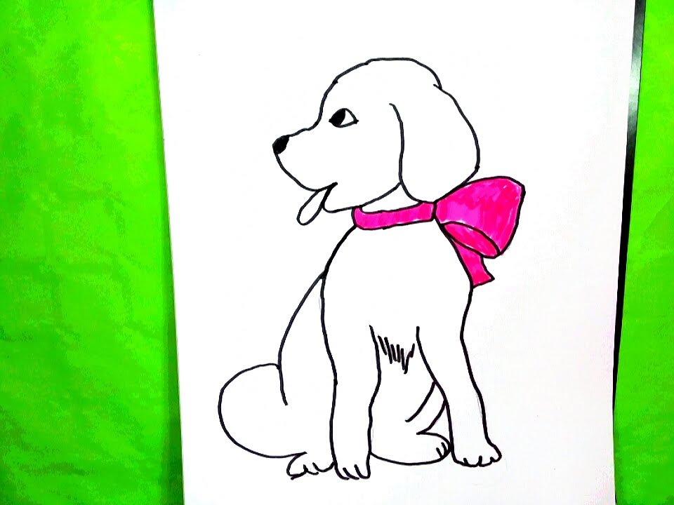 Speed Drawing: How to draw a dog , Jak namalować narysować psa ...