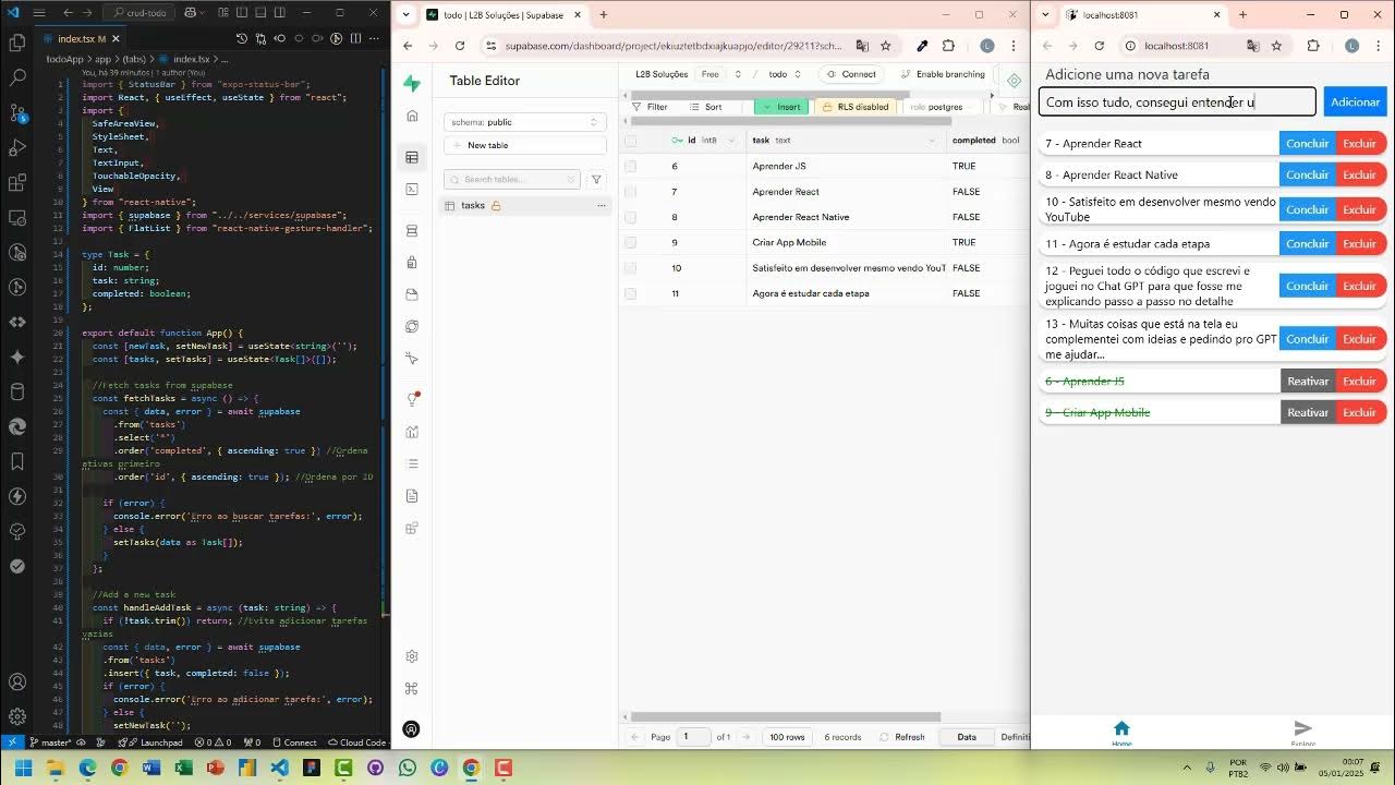 CRUD COM REACT NATIVE E SUPABASE - YouTube