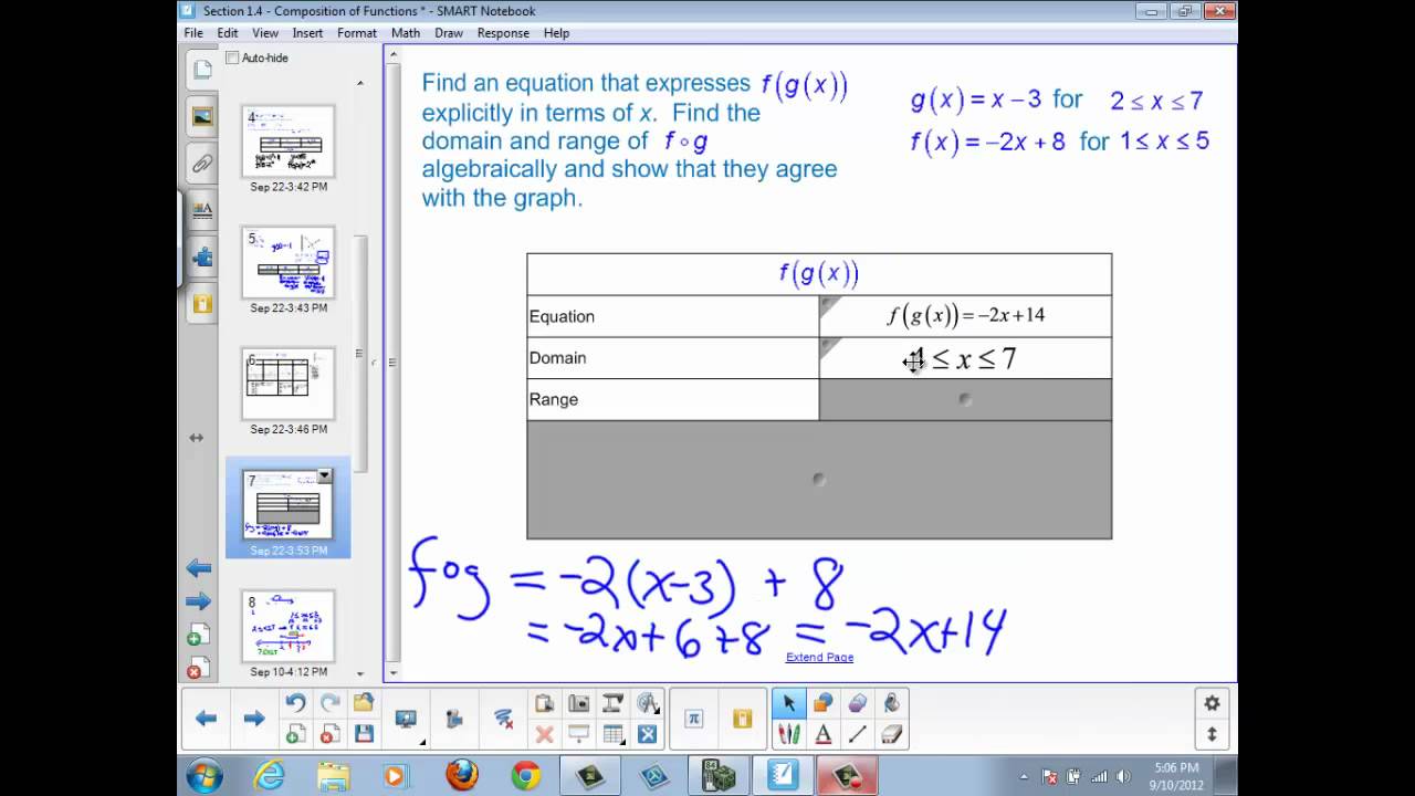 Lesson 01-04 Part II: Composition of Functions with Limited Domains ...