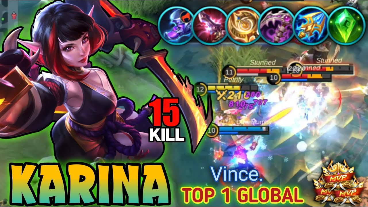 15 KILLS KARINA JUNGLER, KARINA BEST BUILD 2023 ! Top 1 Global KARINA ...