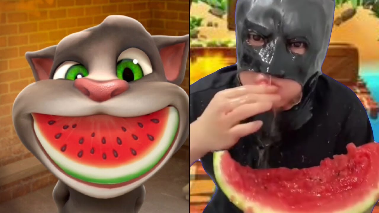 Batman Eating Watermelon vs Talking Tom - YouTube