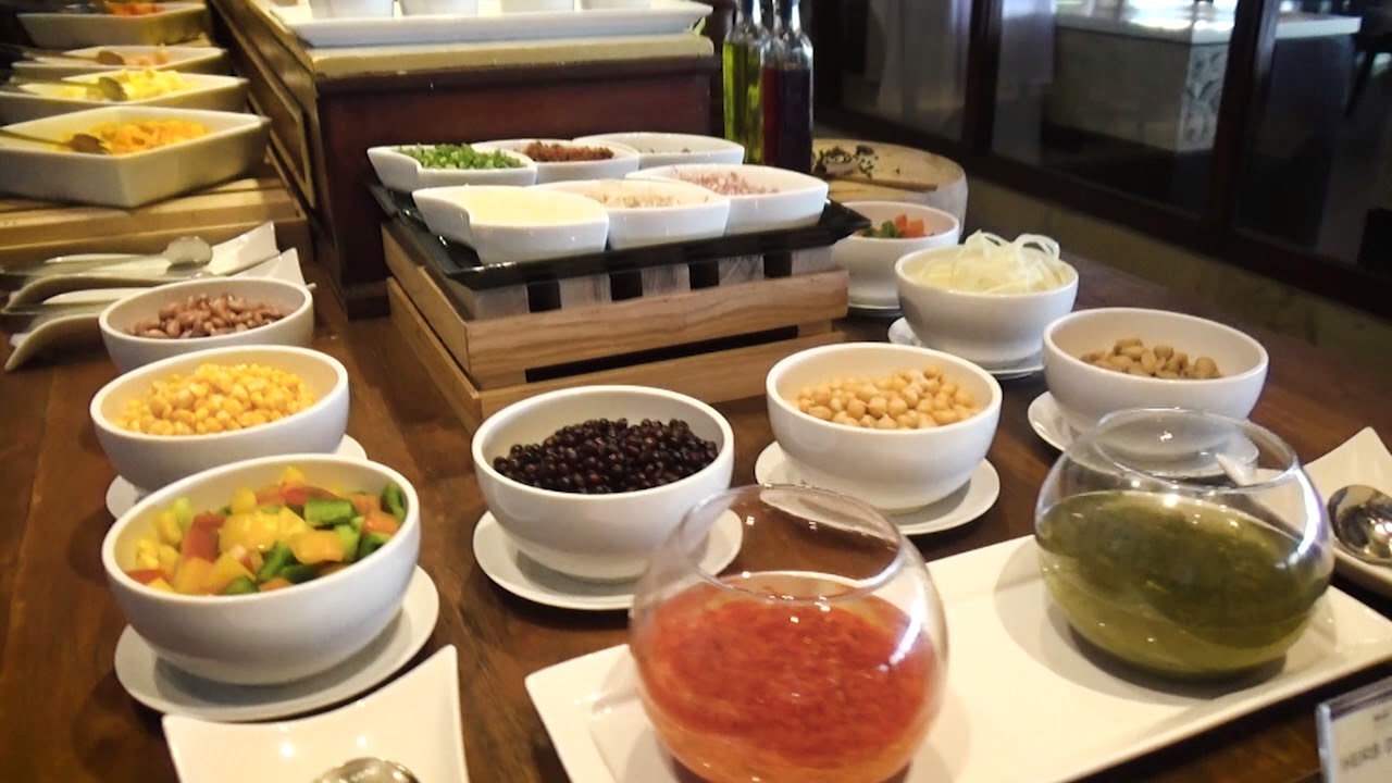 Variety of Salad and Snack Bar Bali Tropic Resort & Spa - YouTube