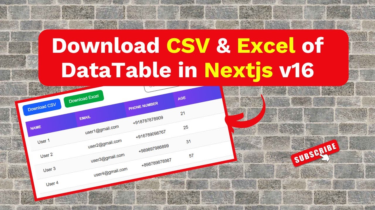 How to Export DataTable Data in Nextjs v16 Tutorial || DataTable with ...