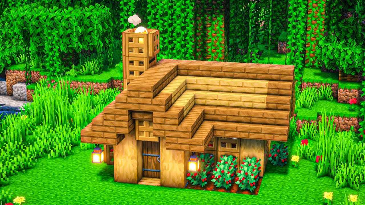 Simple Minecraft Survival Base (Oak Wood Tutorial) - YouTube