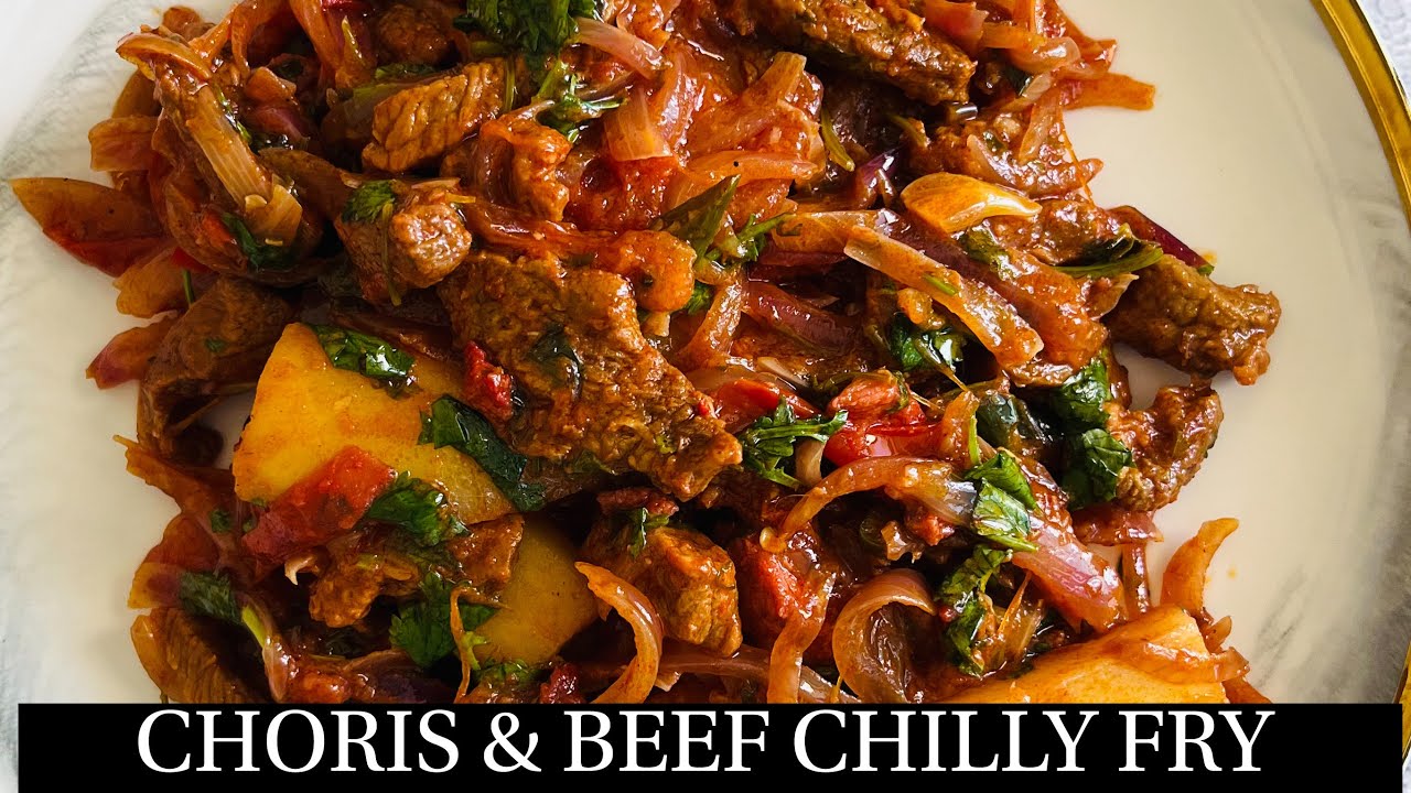 Goan Beef Chilly Fry With Choris Recipe |Mixed Beef & Choris Chili Fry ...