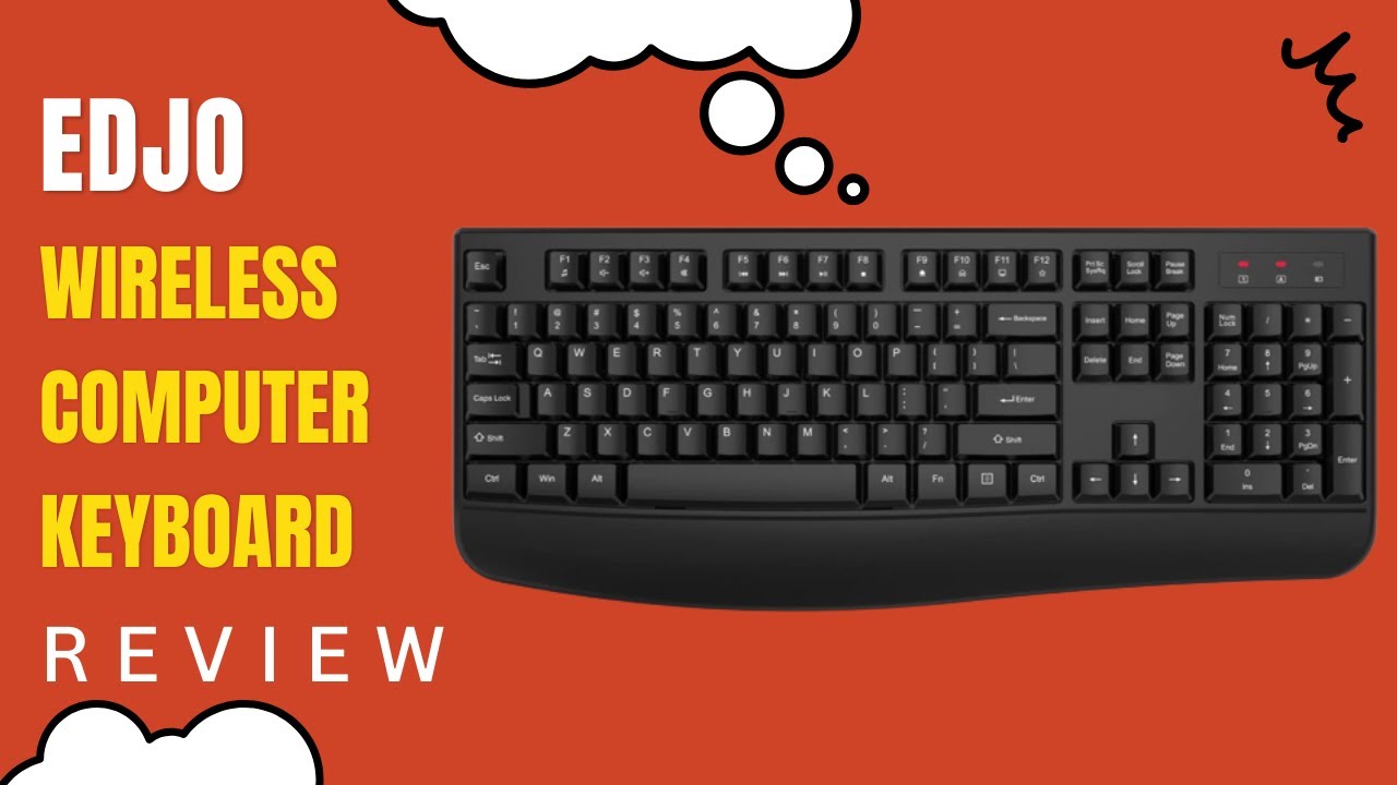 EDJO Wireless Keyboard, 2.4G Ergonomic Full Size Wireless Computer ...