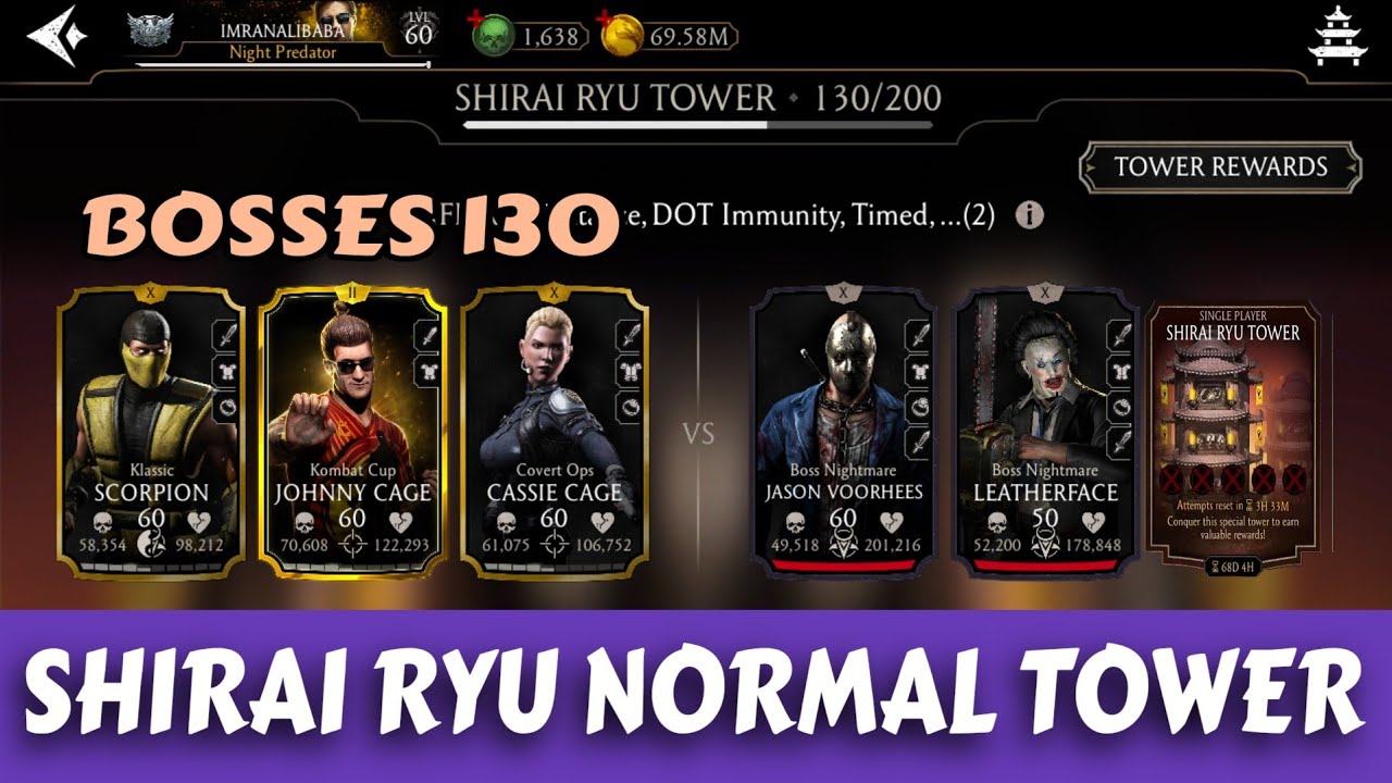 Shirai Ryu Tower | 130 Bosses | Beat By Gold Team | Mk Mobile - YouTube