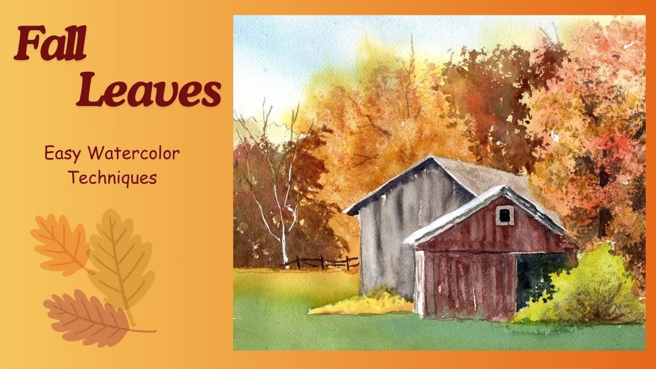 Watercolor Autumn Landscape Free Tutorial with Easy Techniques for Fall ...