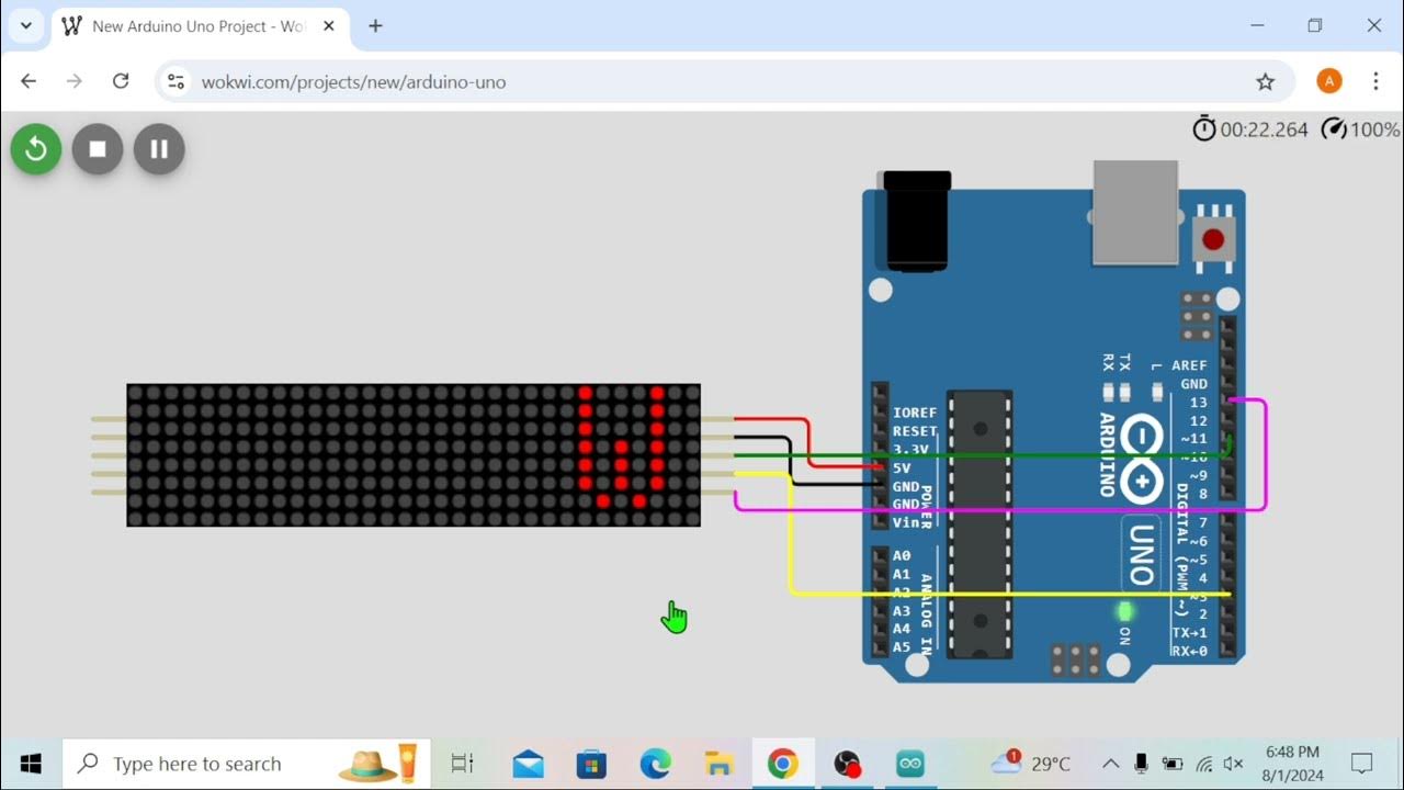 Arduino interfacing with MAX7219 | Wokwi simulator | Arduino project - YouTube