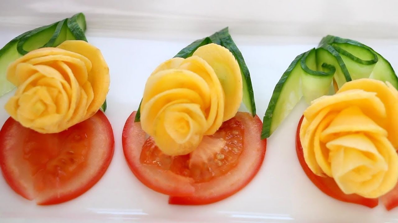 How To Make Carrot Rose Flower | Fruit Vegetable Carving Garnish ...