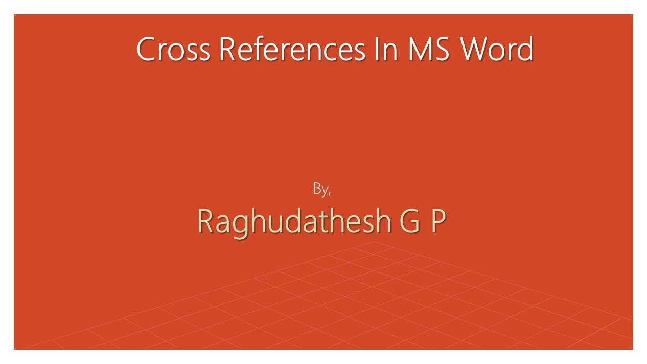 How To Make Cross Reference In MS Word YouTube How To Make Cross Reference In MS Word YouTube