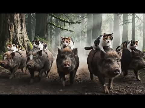 Ormanda Kedi Domuz Yarışı Videosu