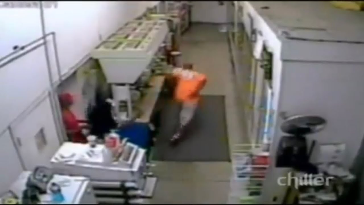 Backwards Belt Saves Clerk’s Life - YouTube