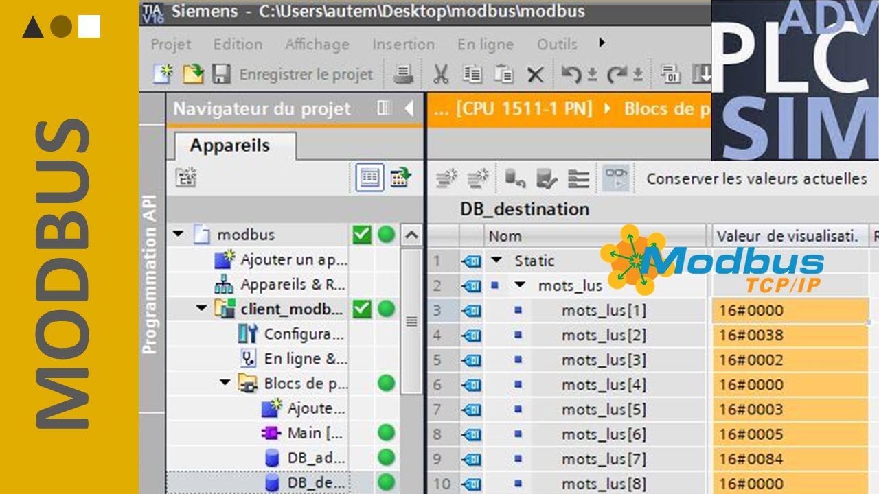PLCSIM x MODBUS : Communiquer sans automate avec MB_Client / Modsim ...