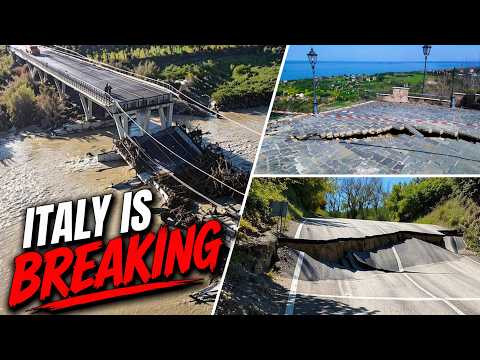 Italy CUT IN HALF : Adriatic route severed by landslides,  bridge collapse in Molise, HOMES FALLING