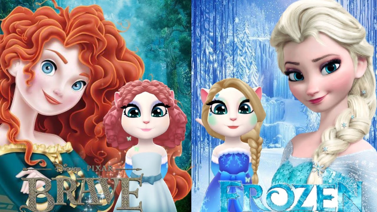 My talking angela 2 || Frozen ️ Elsa Vs Merida Brave || cosplay - YouTube