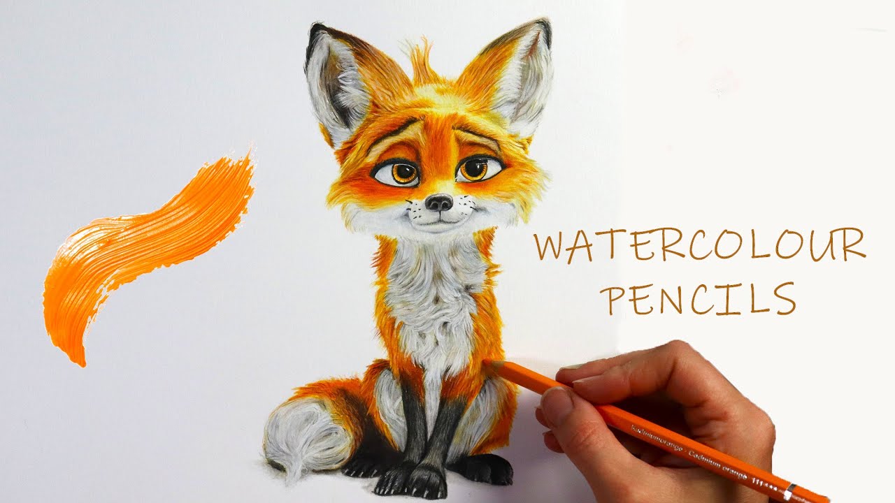 Drawing a FOX with Watercolour Pencils! Watercolor Painting - YouTube