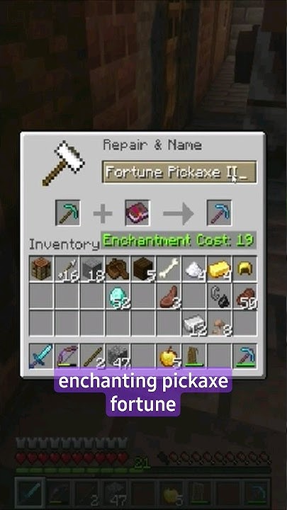 enchanting fortune pickaxe II #minecraft #shorts - YouTube
