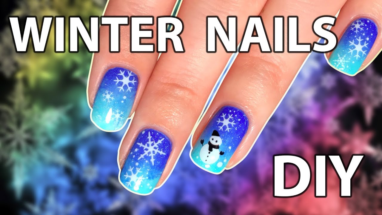 Snowy Winter Nail Art #2 Tutorial for Beginners using Water Decals ...