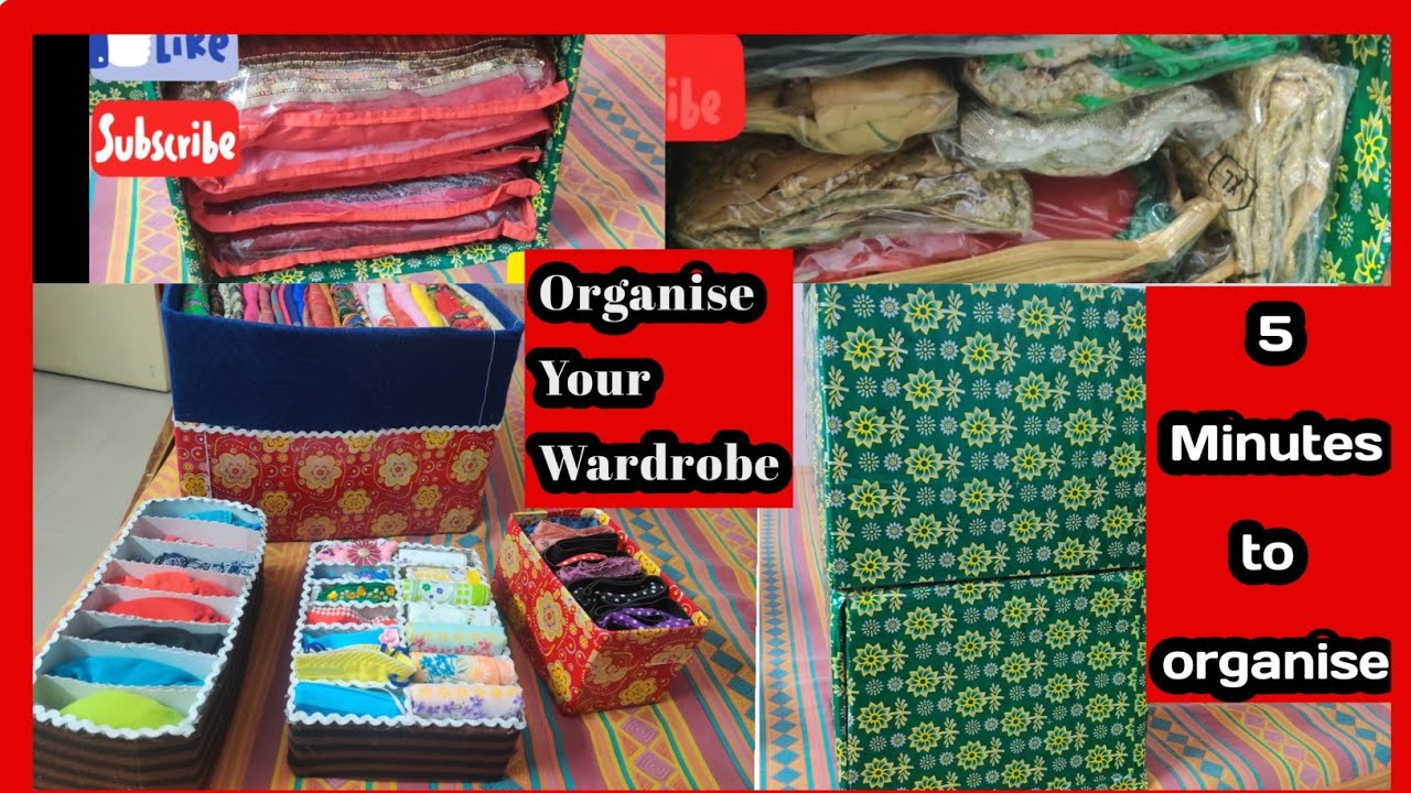 6 Homemade Almirah Organiser With Cardboard Box, Cloth Organiser ideas ...