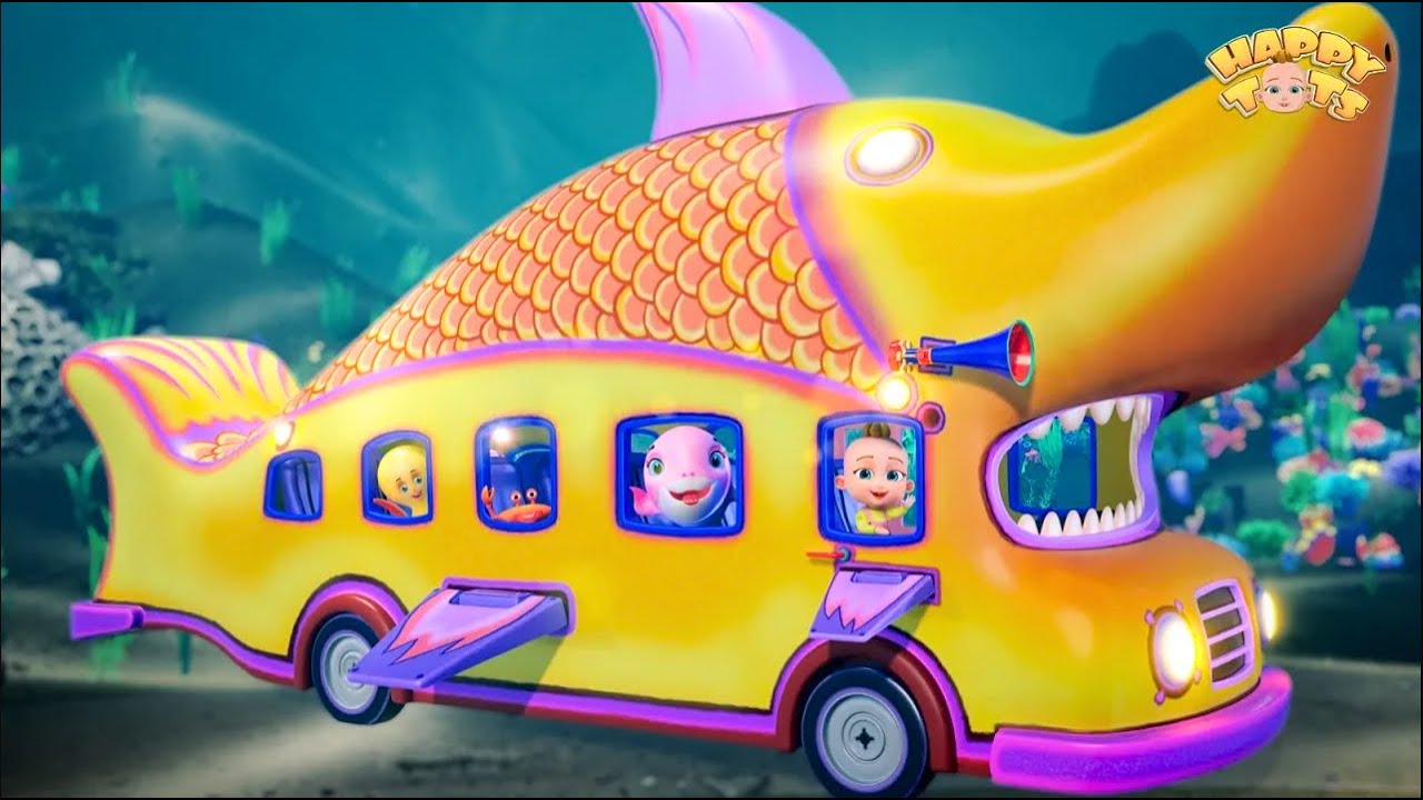 Wheels On The Shark Bus | Shark Bus Song | Popular Nursery Rhymes For ...