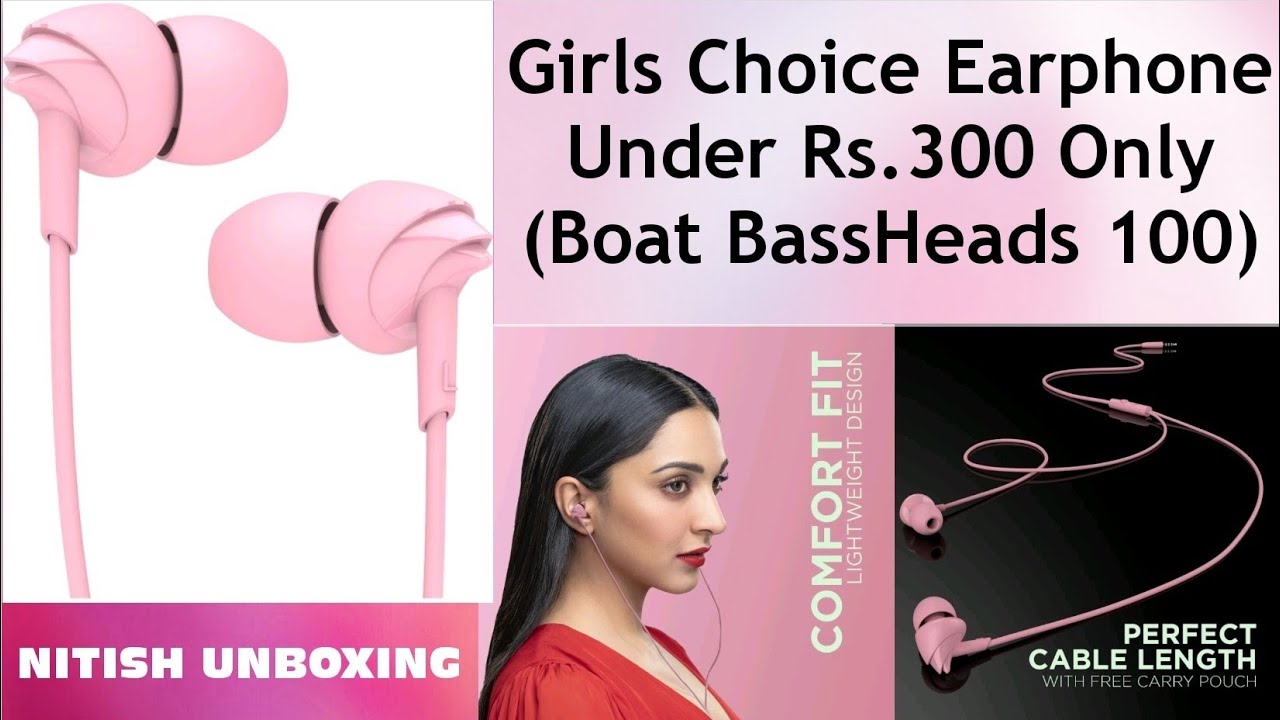 #boat Ladies Choice Pink Earphone Unboxing | boAt BassHeads 100 Under ...