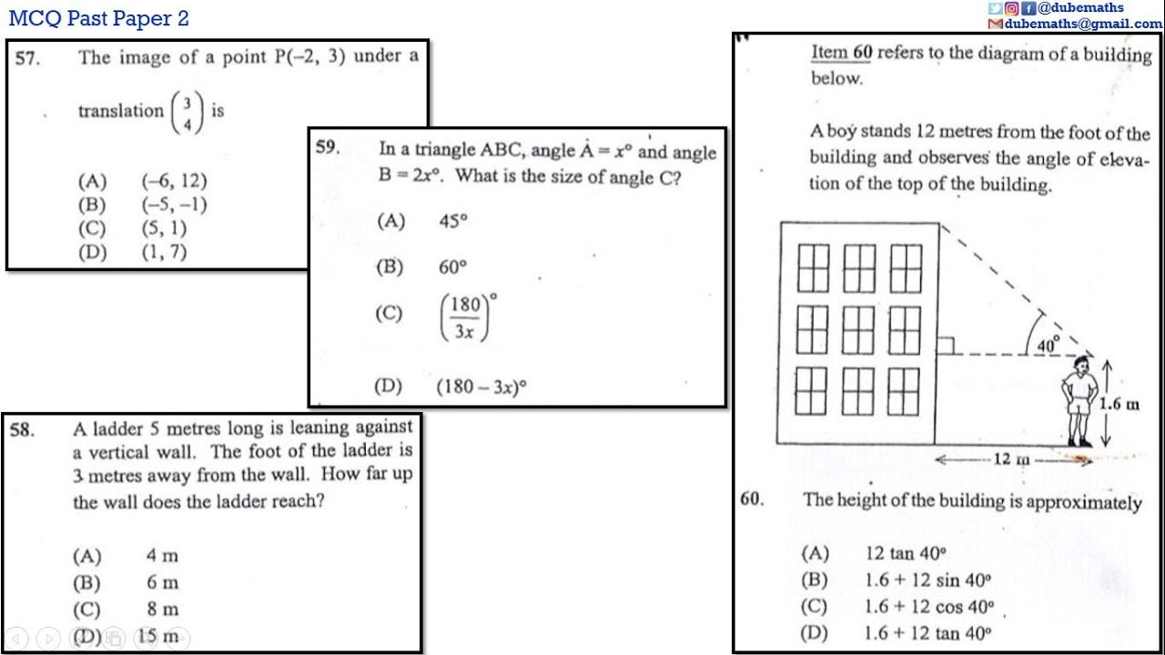 57,58,59&60 | Geometry and Trigonometry | Multiple Choice 2 | CXC CSEC ...