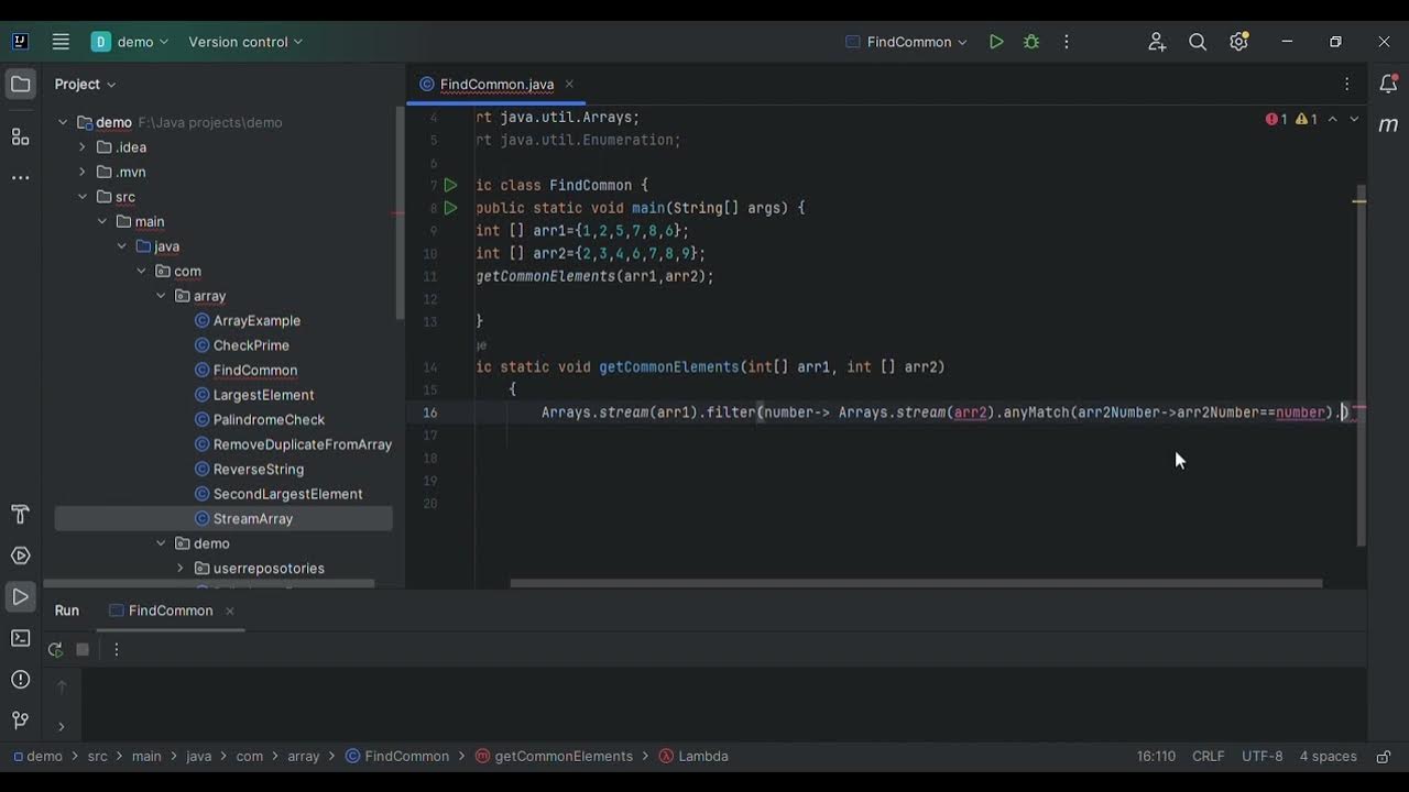 Java program to find common element in array - YouTube