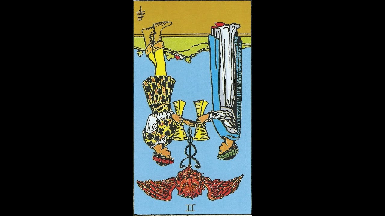 Two of cups Tarot card reversed, in reversed position of the reading ...
