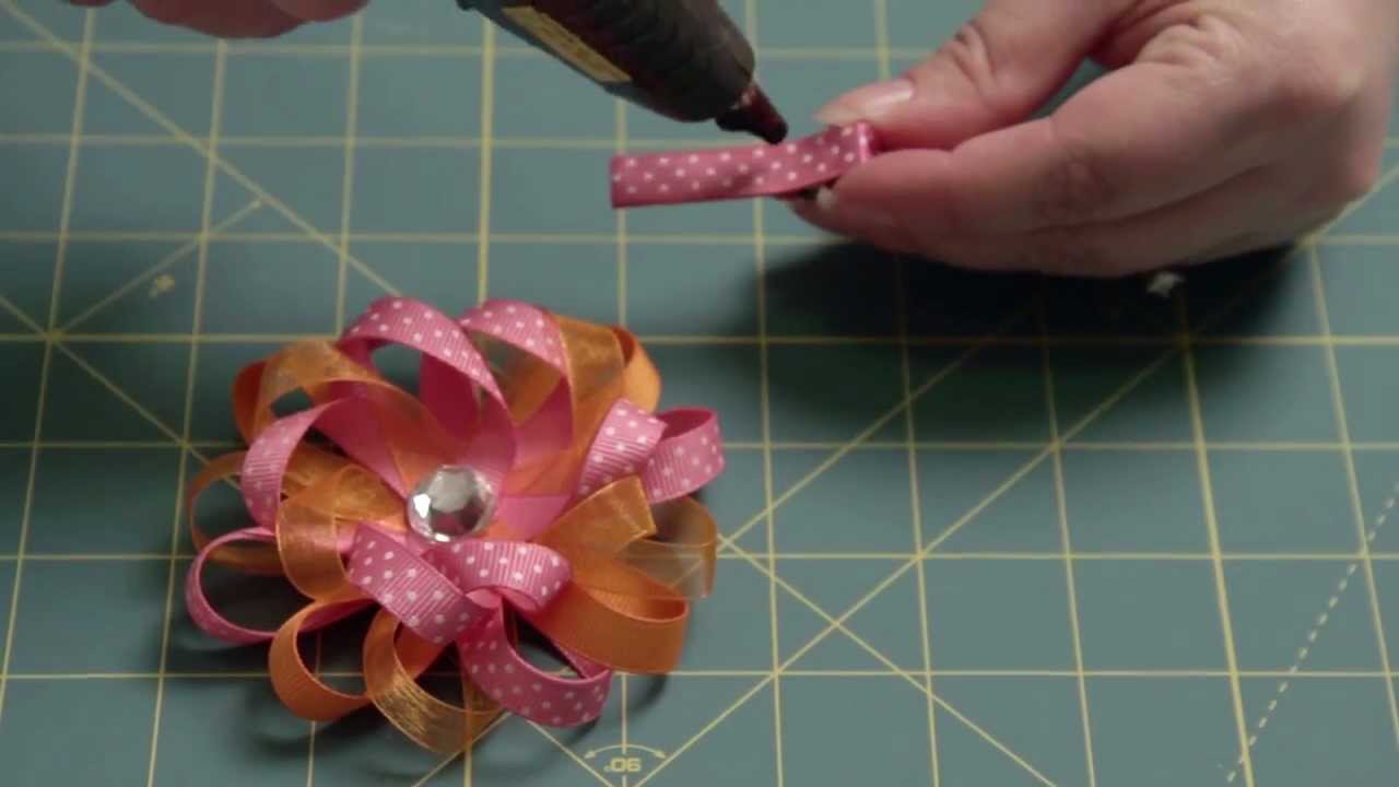 How To Make A Loop Flower Hair Bow - YouTube