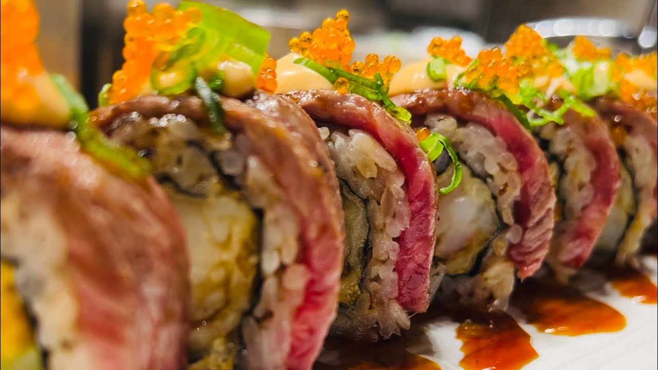 Tempura roll topping with wagyu ️ ️ - YouTube
