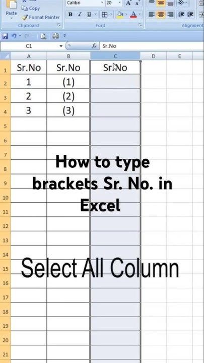 How to type Brackets Serial number in Microsoft Excel #excel #exceltips - YouTube