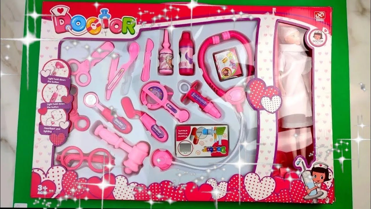 5 Minutes Satisfying with Unboxing Pink Doctor Set | ASMR (no music ...